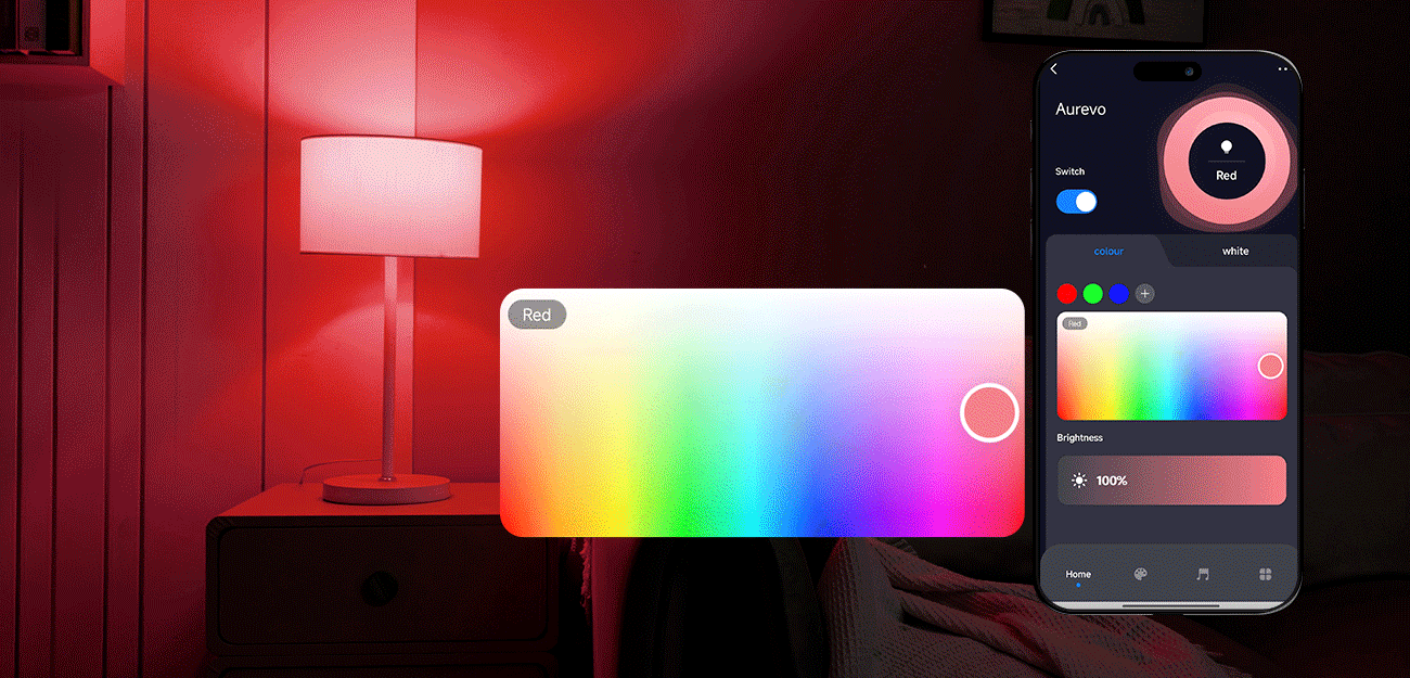 Aurevo Smart Bulb WiFi Alexa RGB Smart Mood Lighting Control - Olight