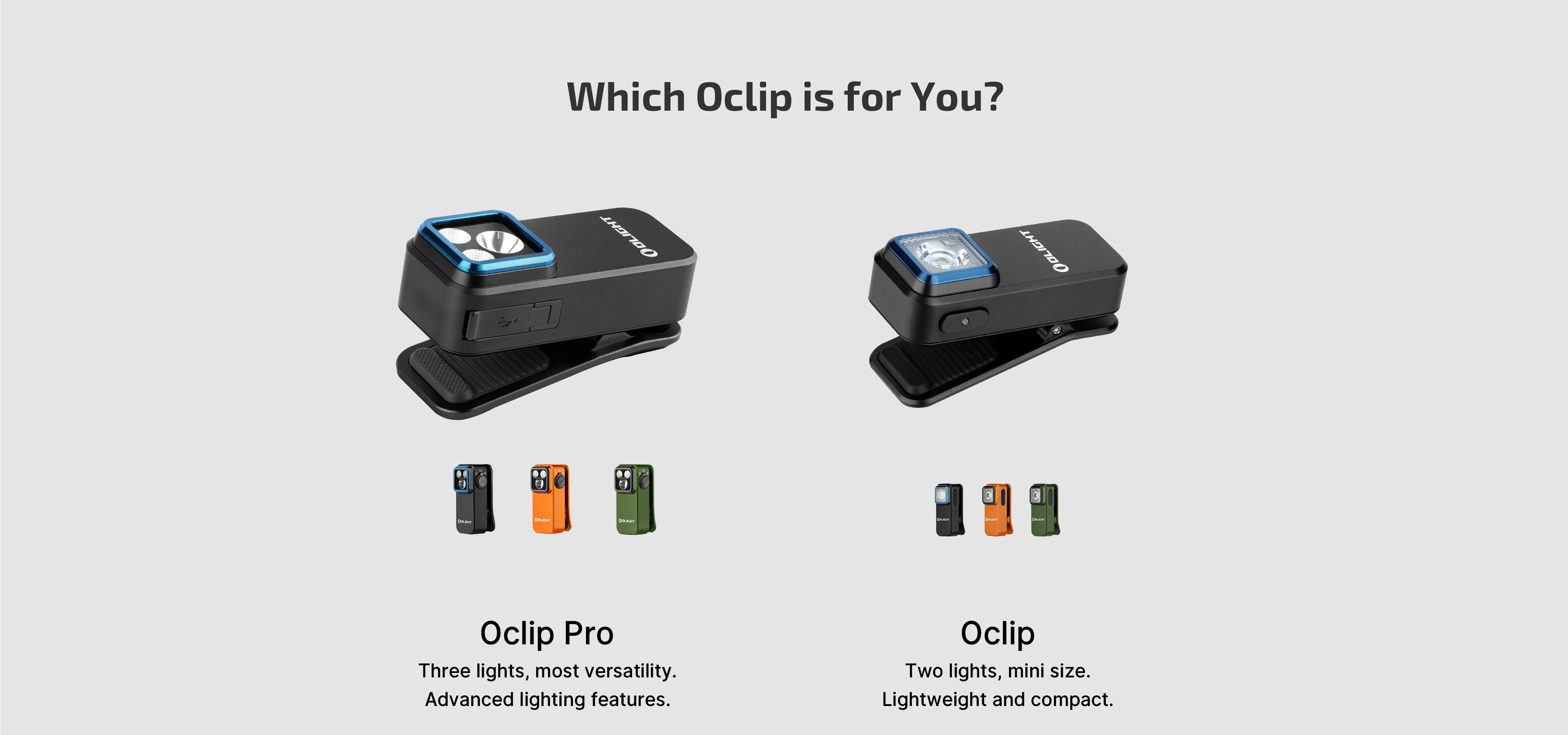 Oclip Pro clip on flashlight triple mode USB C rechargeable EDC light ...