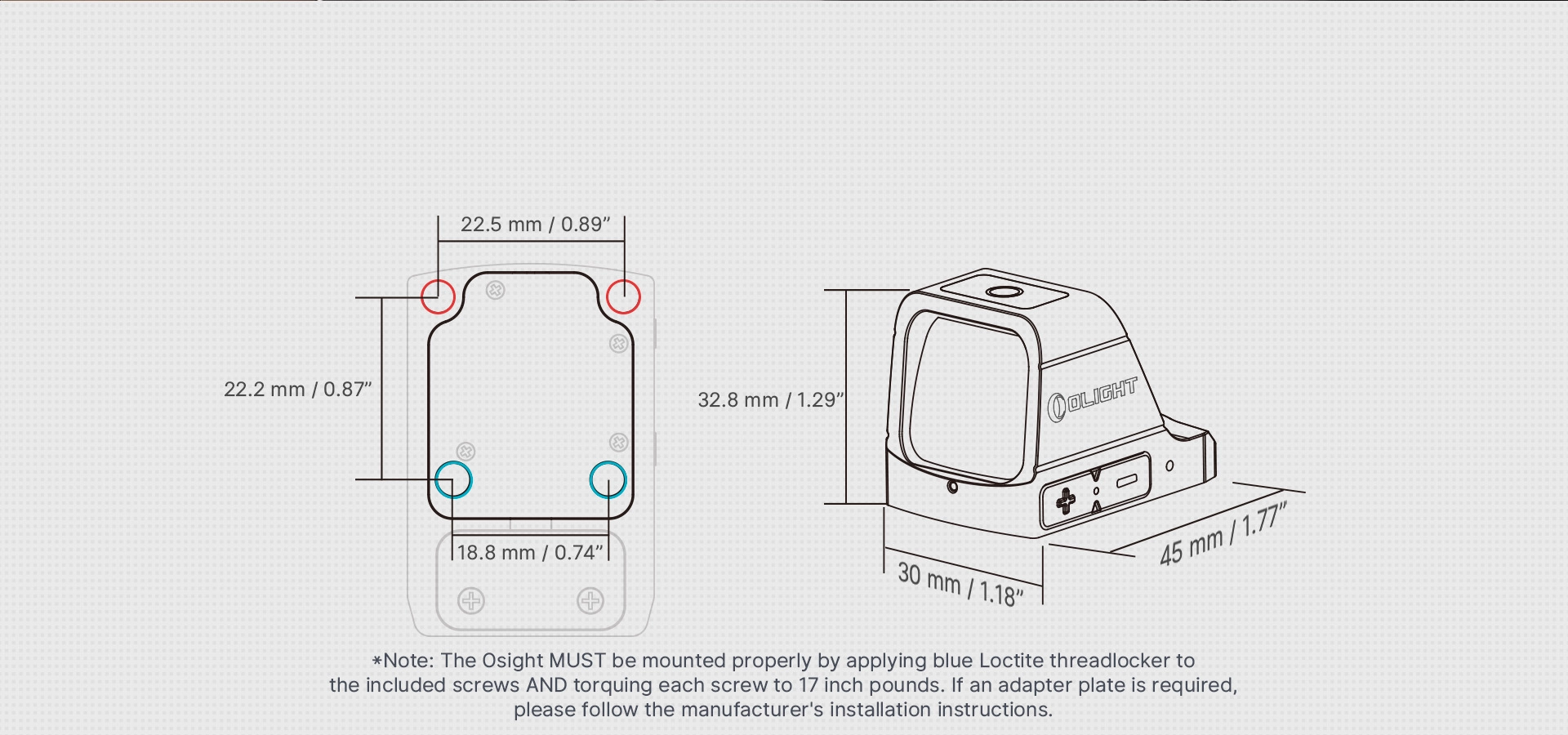 Osight 3 MOA: Rechargeable Red Dot Sight Magnetic Charging Case - Olight