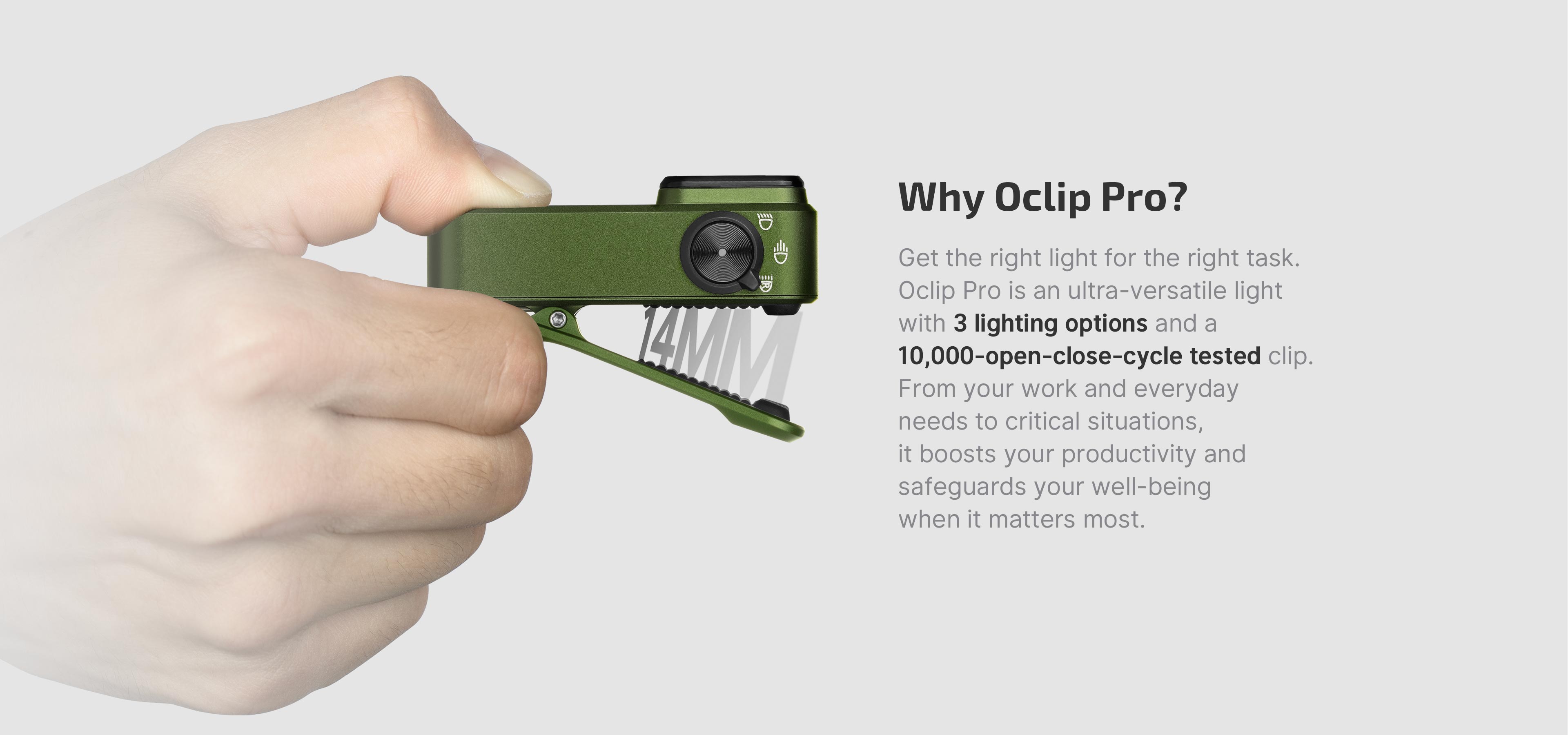 Oclip Pro Clip Light with Floodlight & Spotlight & Red Light - Olight UK