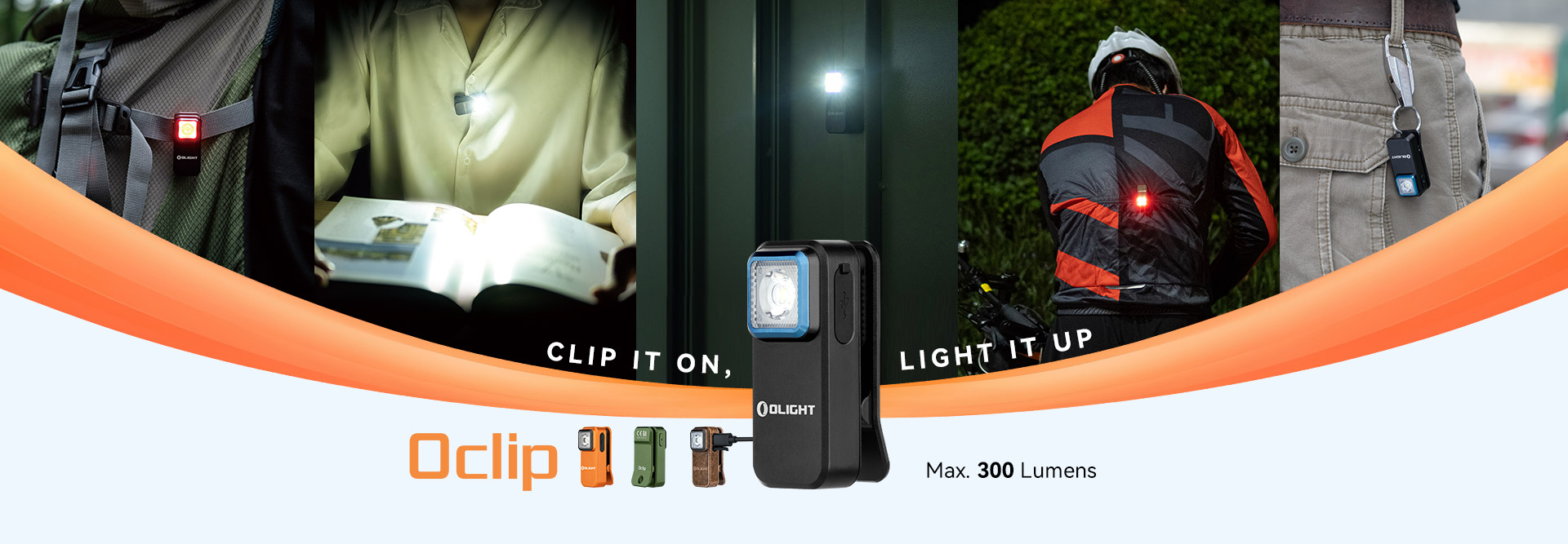 Oclip Rechargeable EDC Clip Light: White & Red Beam - Olight
