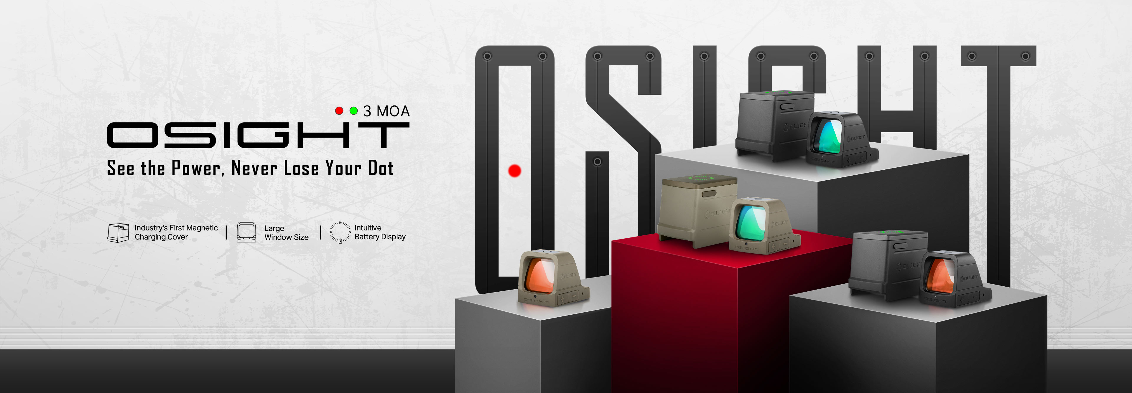 Osight 3 MOA: Rechargeable Red Dot Sight Magnetic Charging Case - Olight